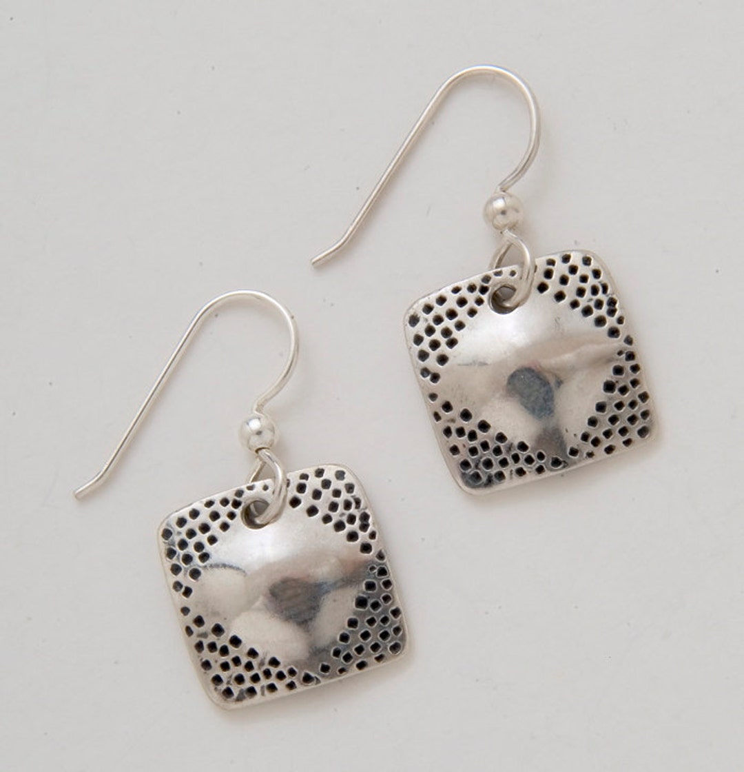 Silver Square Diamond Earrings Made From Vintage US Silver Standing ...