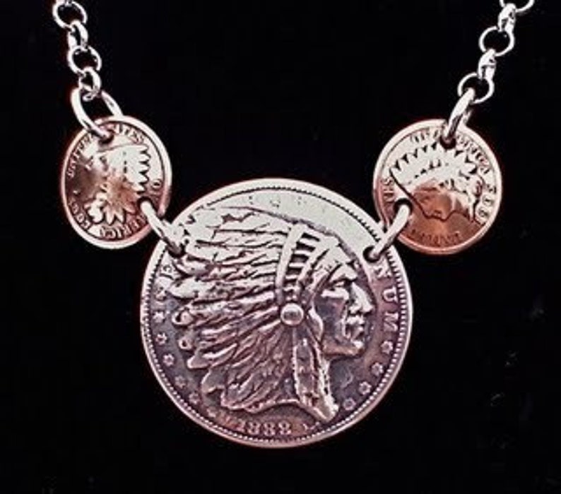 Silver Necklace Made From 3 Vintage American Coins - Etsy