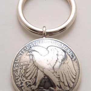 Silver Eagle Keyring Made From Vintage American Half Dollar Coin - Etsy