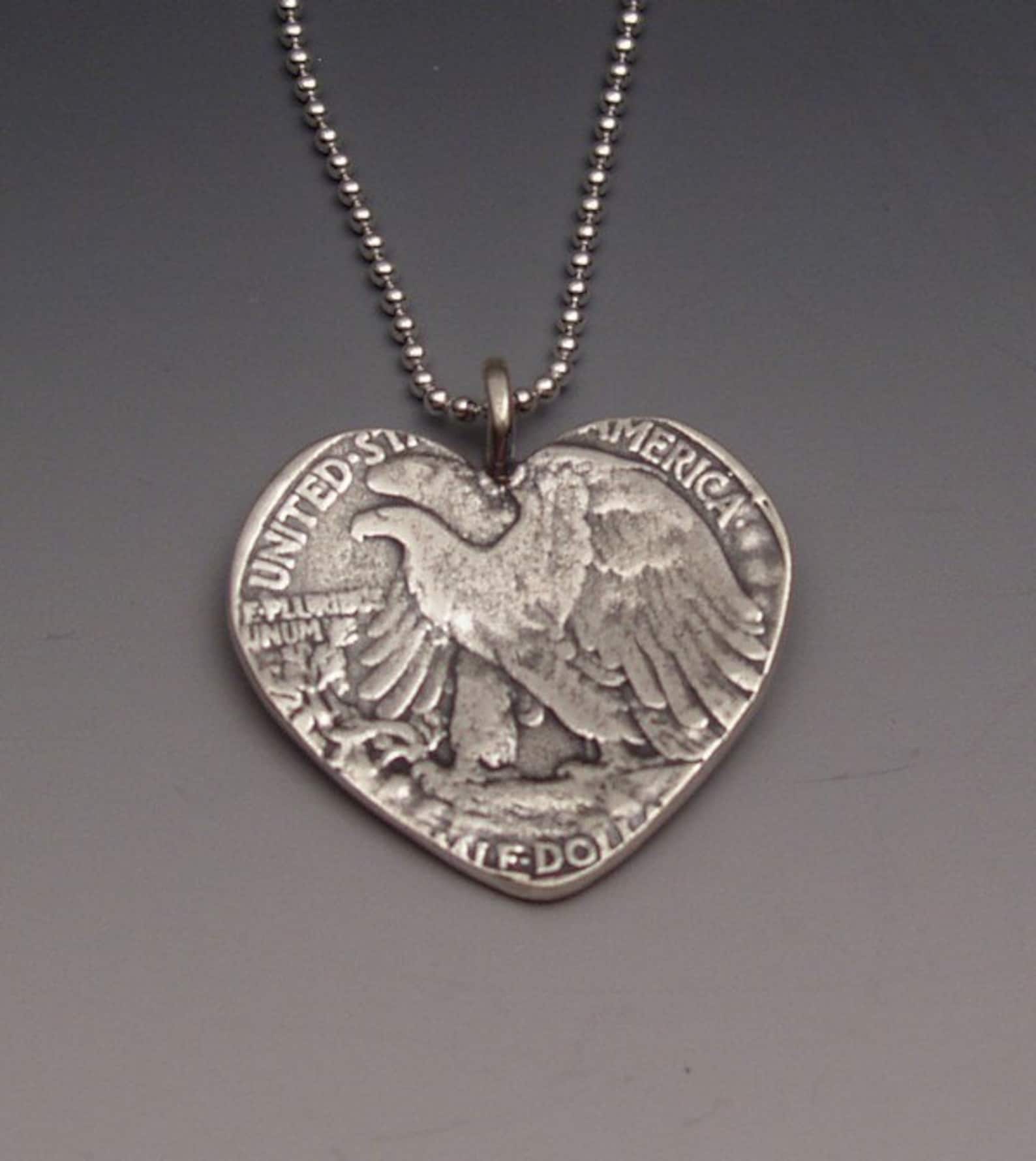 Coin Heart Flower Pendant Made From Silver US Half Dollar Coin Money - Etsy