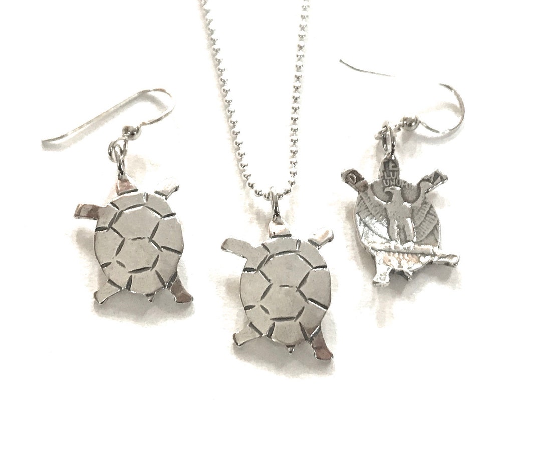 Turtle Pendant or Earrings Made From Silver Vintage American Quarter ...