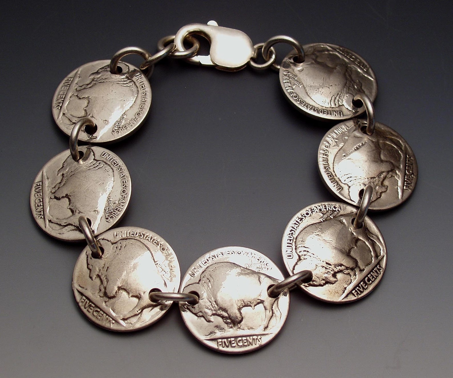 Buffalo Nickels Bracelet Made From 7 Vintage American Coins - Etsy