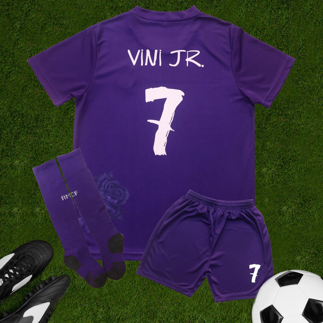 Vini Jr. #7 Purple Limited Special Edition Soccer Jersey Kit & Shorts ...