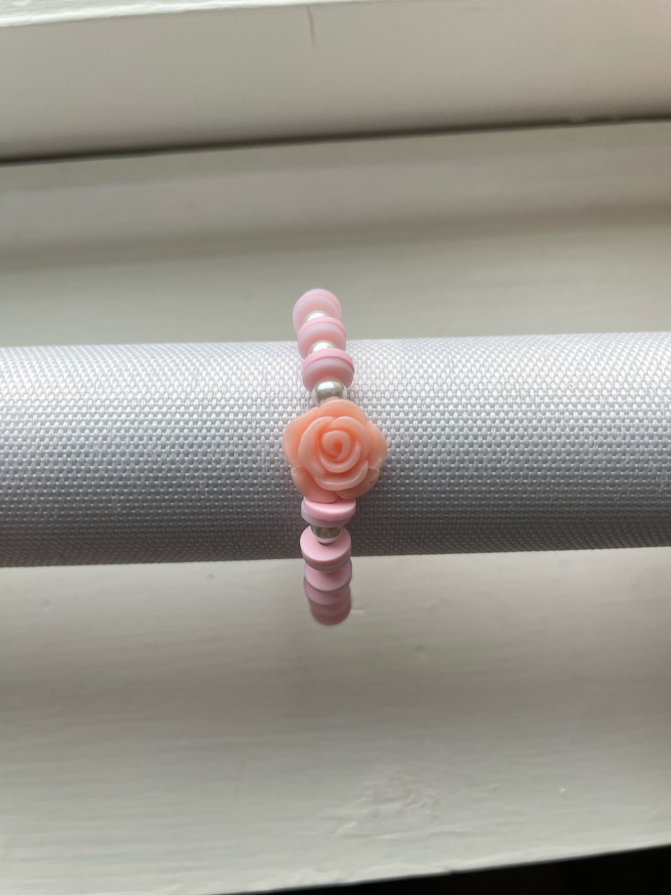 Pink Rose Bracelet - Etsy