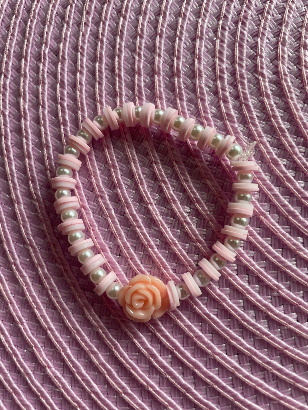 Pink Rose Bracelet - Etsy