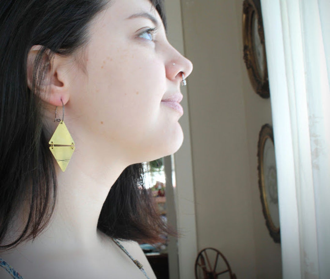 Elemental // Four Elements Brass Triangle Earrings - Etsy