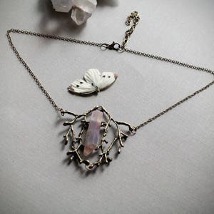 Elven Heart in Hickory // Brass Branch and Crystal Point Necklace - Etsy