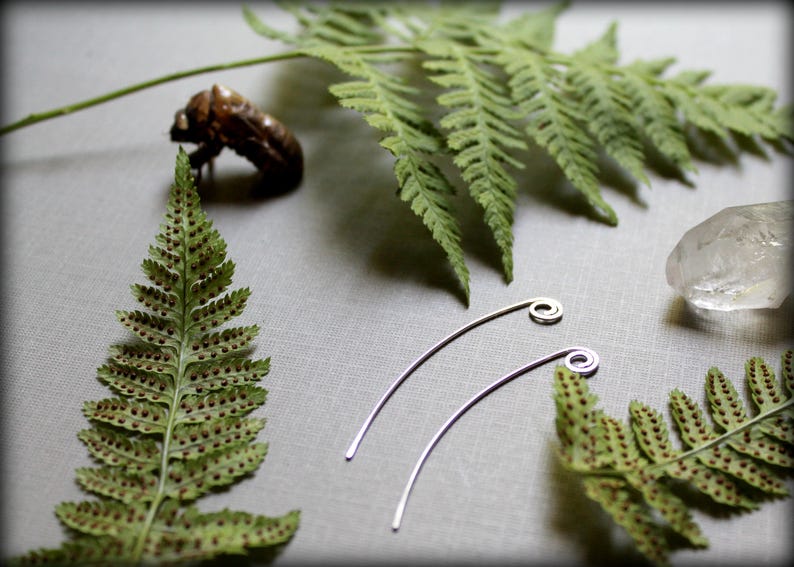 Fiddlehead // sterling silver forest fern earrings | Etsy