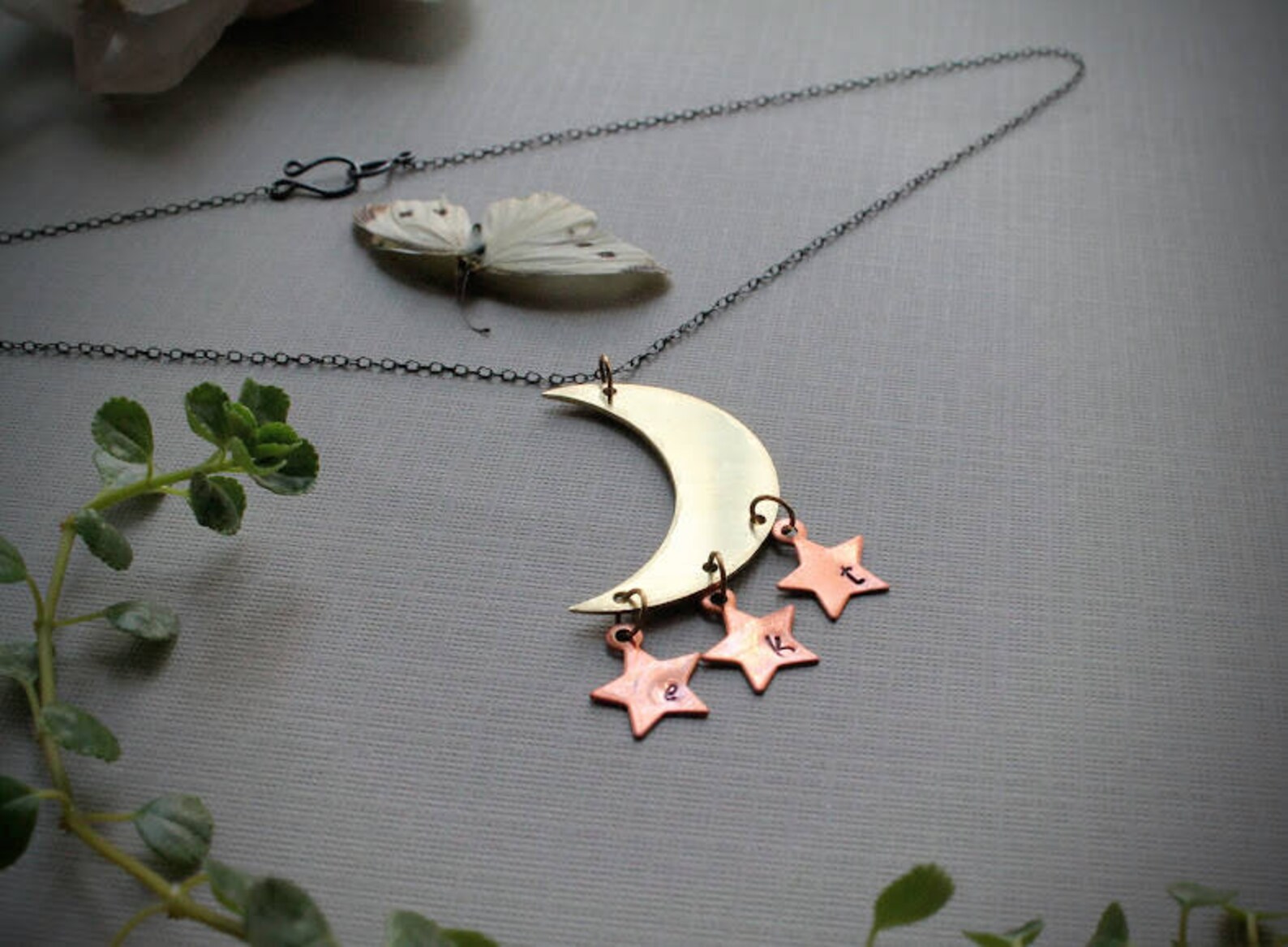 Moonchild // Custom Initial Celestial Moon Necklace You Can | Etsy