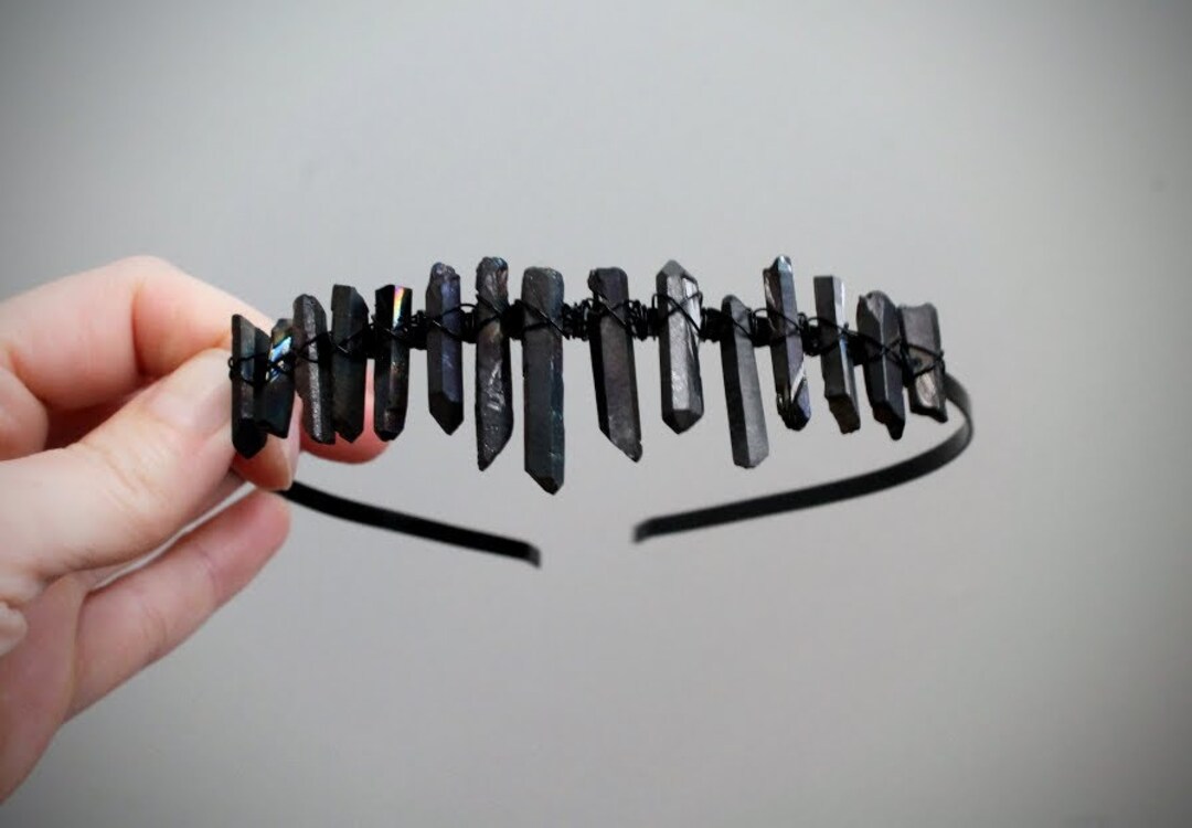 Nevermore // Black Quartz Back Crown - Etsy