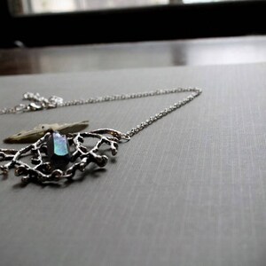 Elven Heart in Birch // Silver Branch and Crystal Point Necklace - Etsy