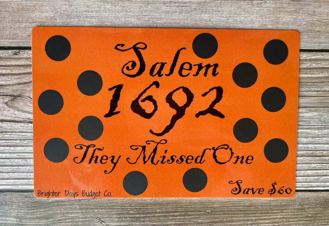Salem 1692 - They Missed One Laminated A5 Scratch off Savings Challenge ...
