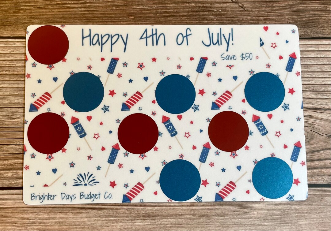 Happy 4th of July Laminated A5 Scratch off Savings Challenge - Save 50 ...