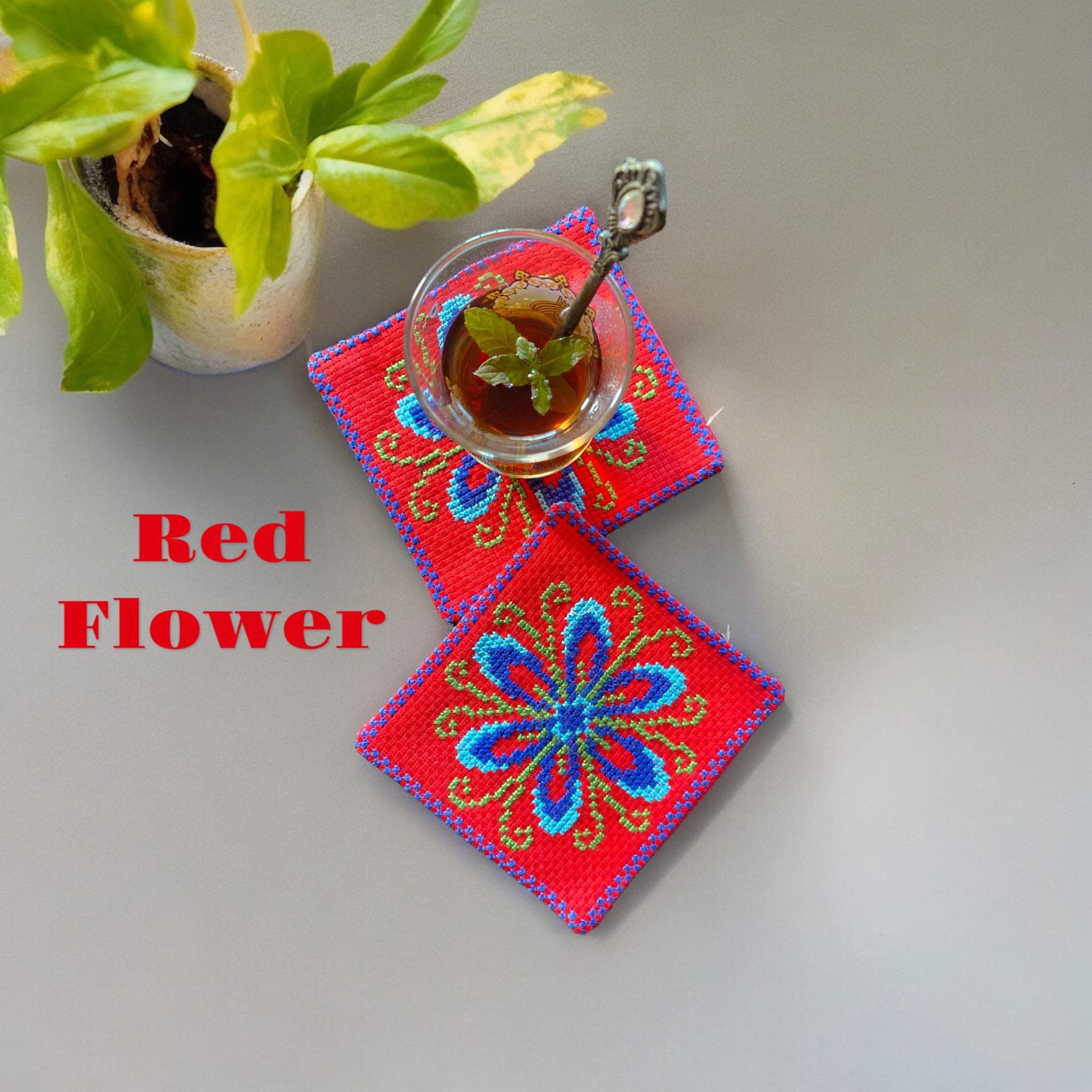 Handmade Embroidered Coasters (set of 2) - Etsy