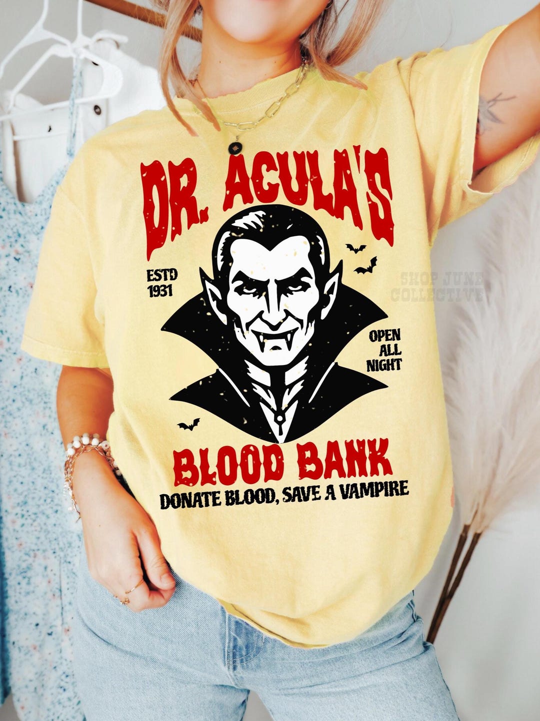 Vampire Blood Bank ORIGINAL Tee Comfort Colors® Vintage Halloween Shirt ...