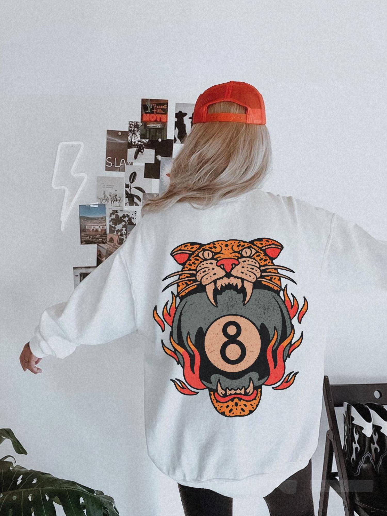 Lucky Leopard Sweatshirt Traditional Tattoo 8 Ball Shirt Grunge ...