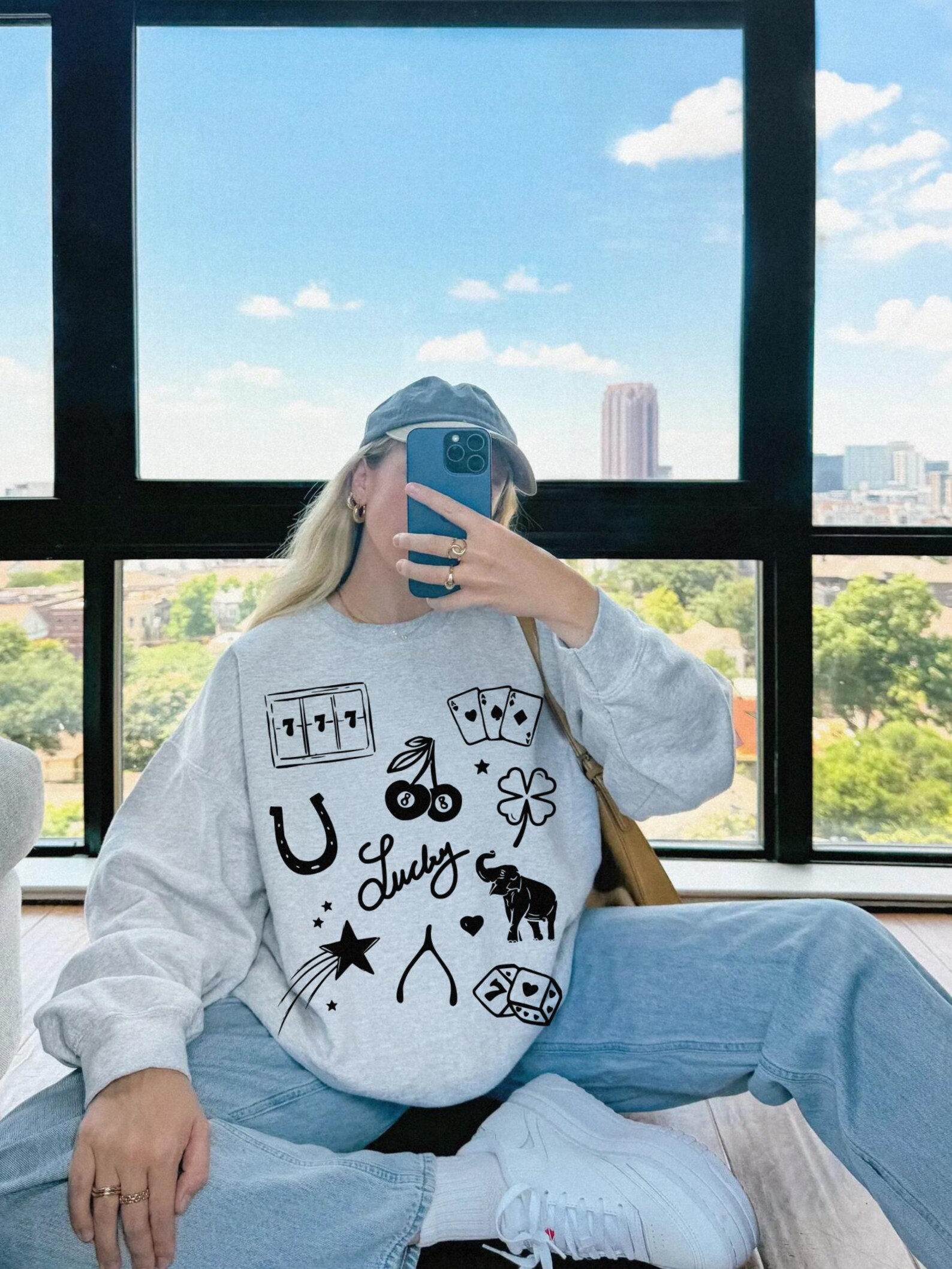 Lucky Sweatshirt UNISEX Good Luck Charms Lucky Collage Shirt Lucky Girl ...