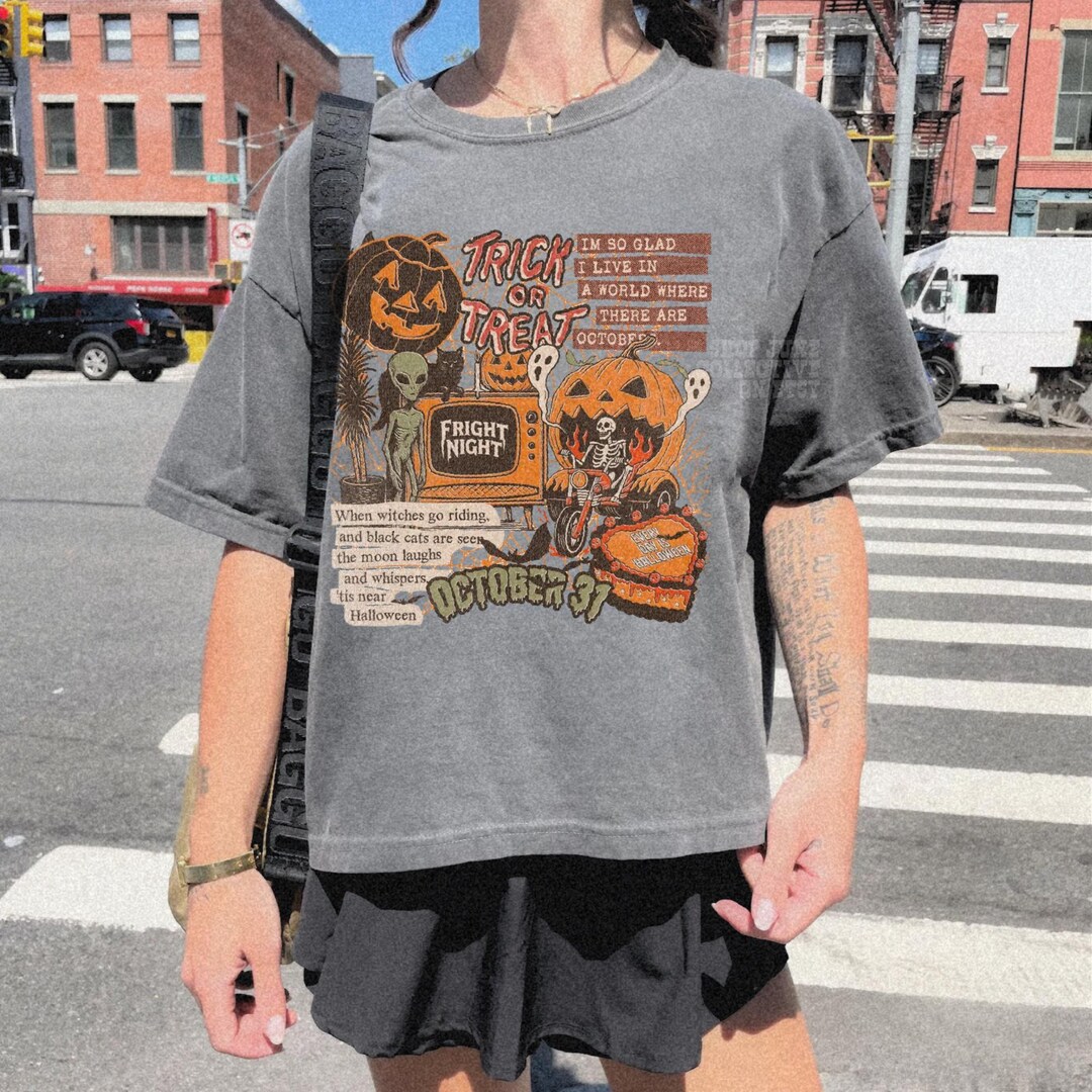 Vintage Halloween Collage Boxy Shirt Comfort Colors® Grunge Trick or ...