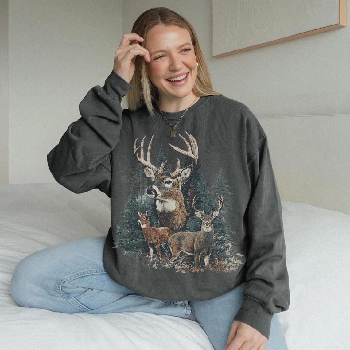 Vintage Deer Graphic Sweater Comfort Colors® Old School Graphic 90s ...