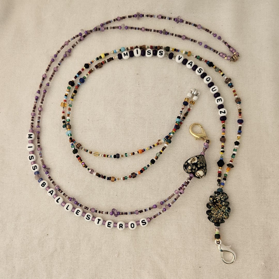 32" Safety & Name ID Badge: Custom Beaded Lanyard Necklace ...