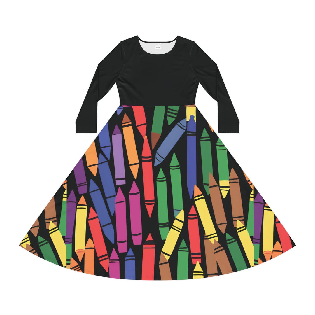 Dance Dress, Crayon Costume for Teachers, Long Sleeve Dress, Women's ...