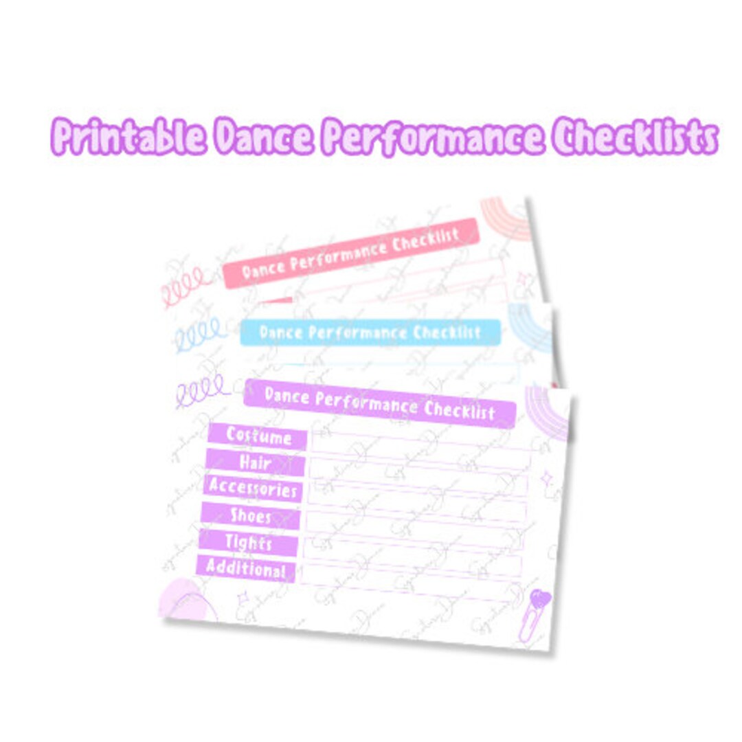 Dance Performance Checklist - Etsy