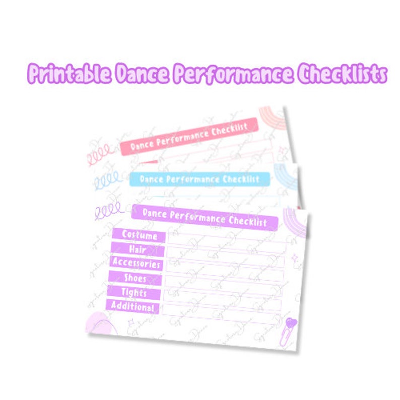 Dance Performance Checklist - Etsy