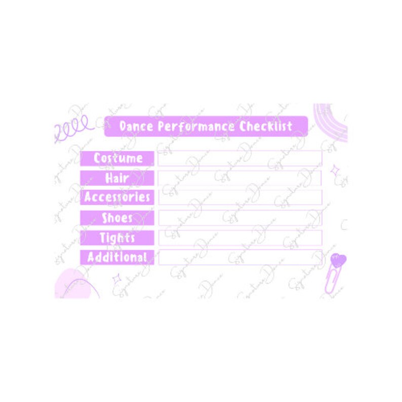 Dance Performance Checklist - Etsy