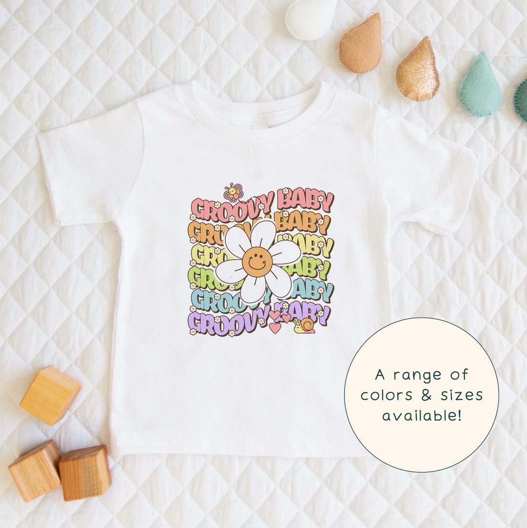 Groovy Baby | Cute Children's T-shirt Rainbow Flower Retro 70's Hippy ...