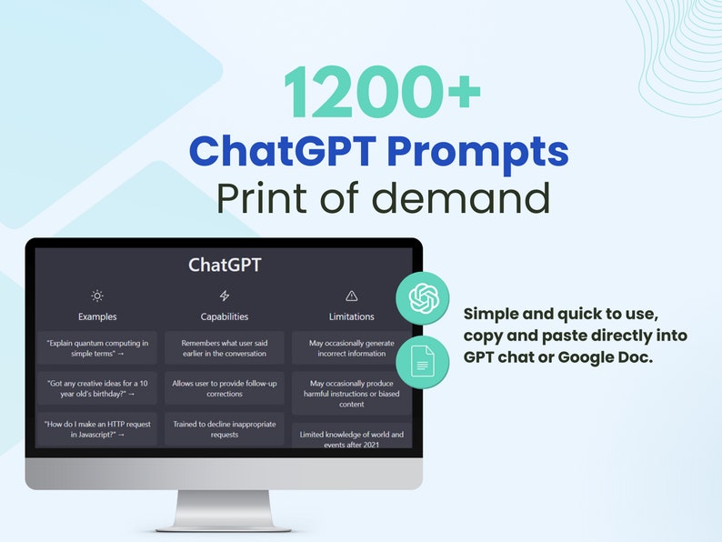 More Than 1200 Chatgpt Prompts for Print on Demand / Optimize Your P.O.D Store / Prompts Chat ...