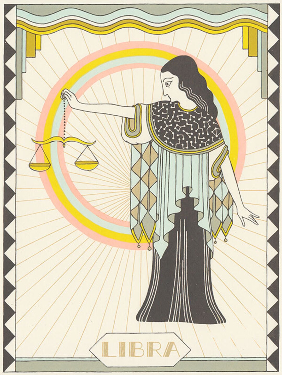Libra Astrology Silkscreen Horoscope Art - Etsy