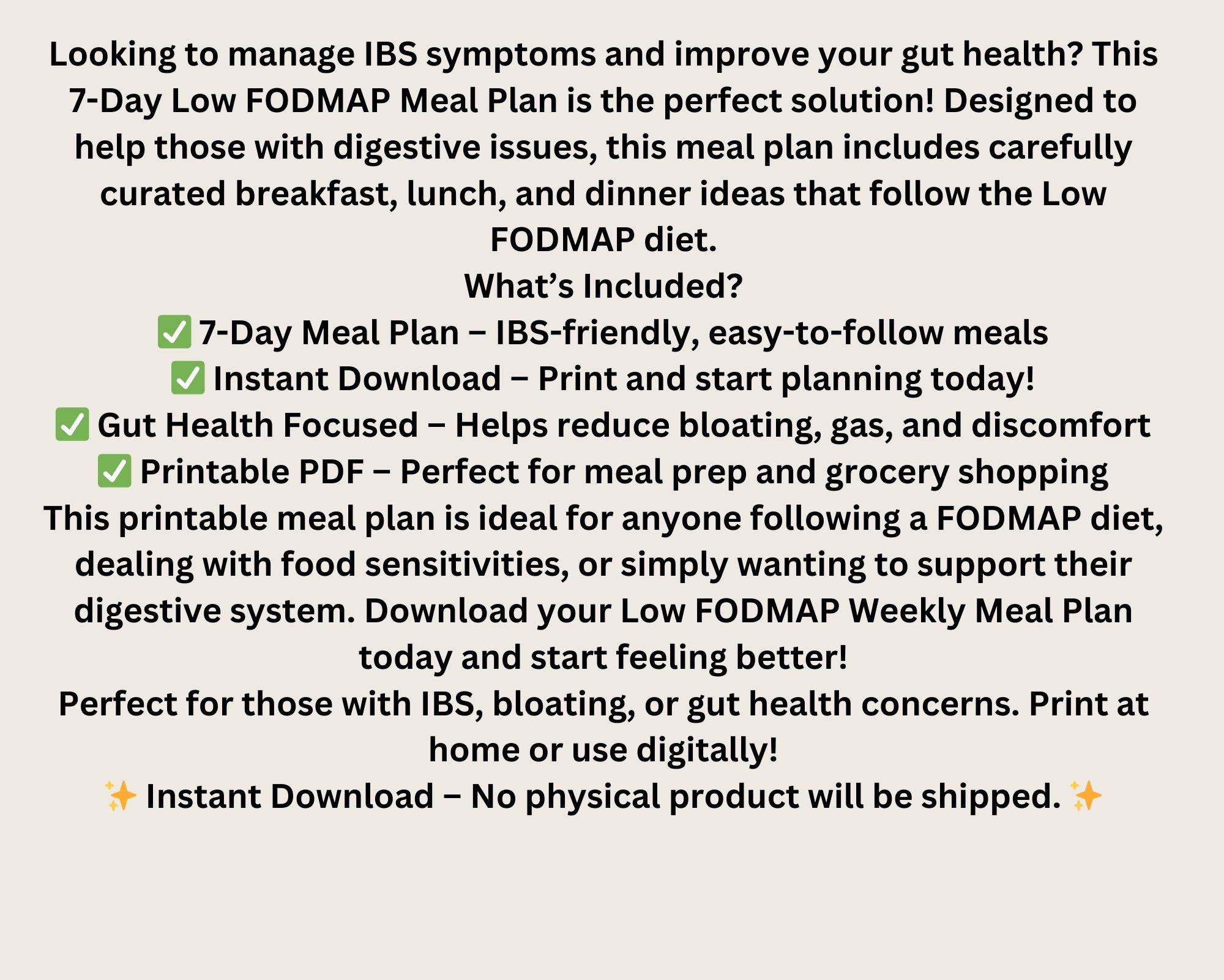 7-day Low FODMAP Meal Plan for IBS Relief. Dietician-approved Recipes ...