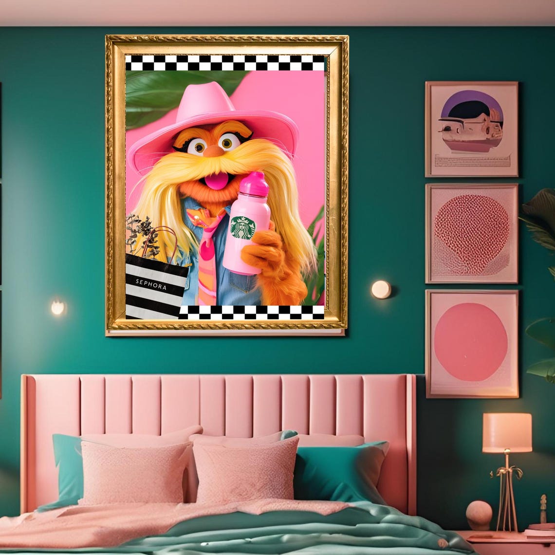 Preppy Lorax Wall Art | Cute Pink Lorax Poster | Dr. Seuss-inspired ...