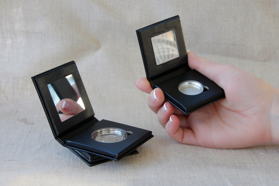 Reusable Paper Compacts 36mm 26mm Matte Black Eye Shadow Blush ...
