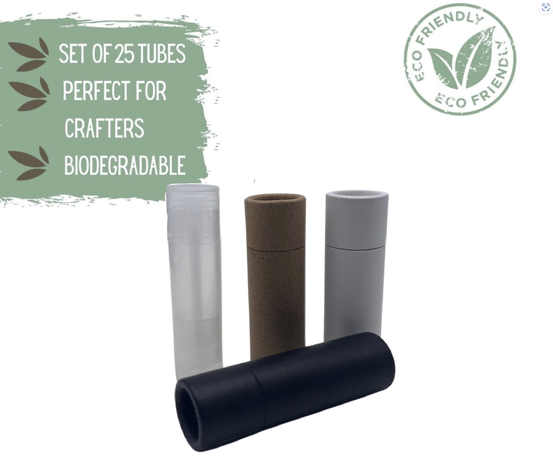 25 Lip Balm Tubes for Eco Friendly Packaging .15oz 4.5g, Cardboard Push ...