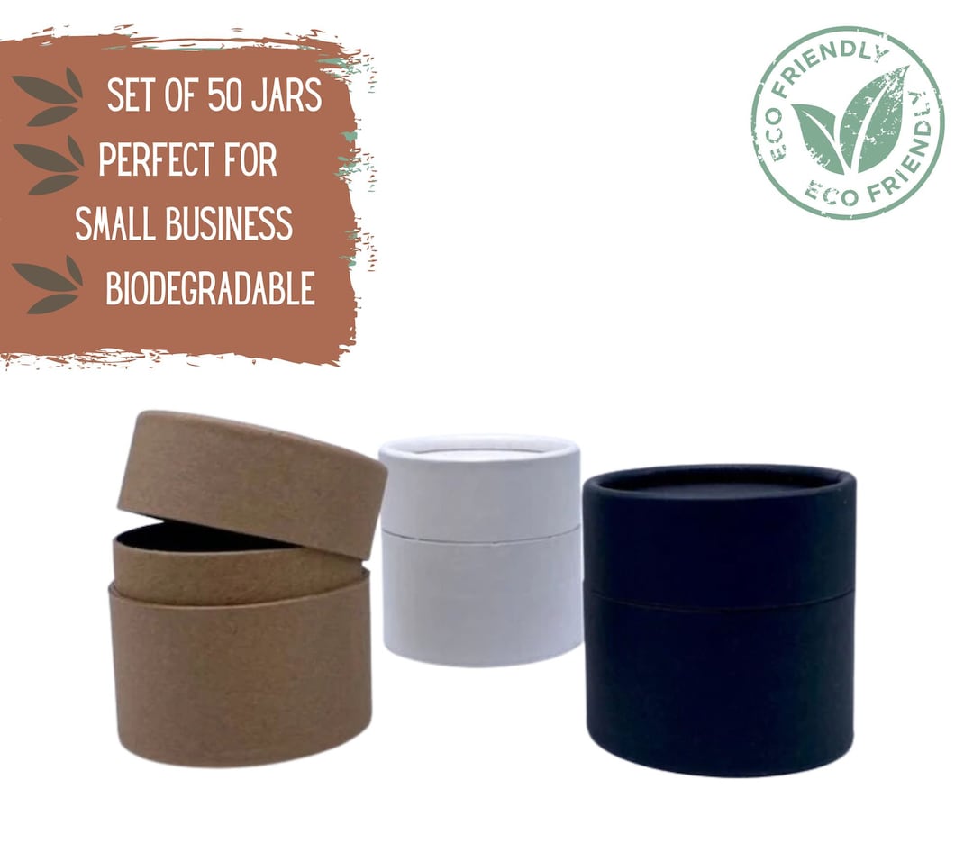 50 Eco Jars 4oz 120g - Kraft Paper Cardboard Cosmetics Container Tube ...