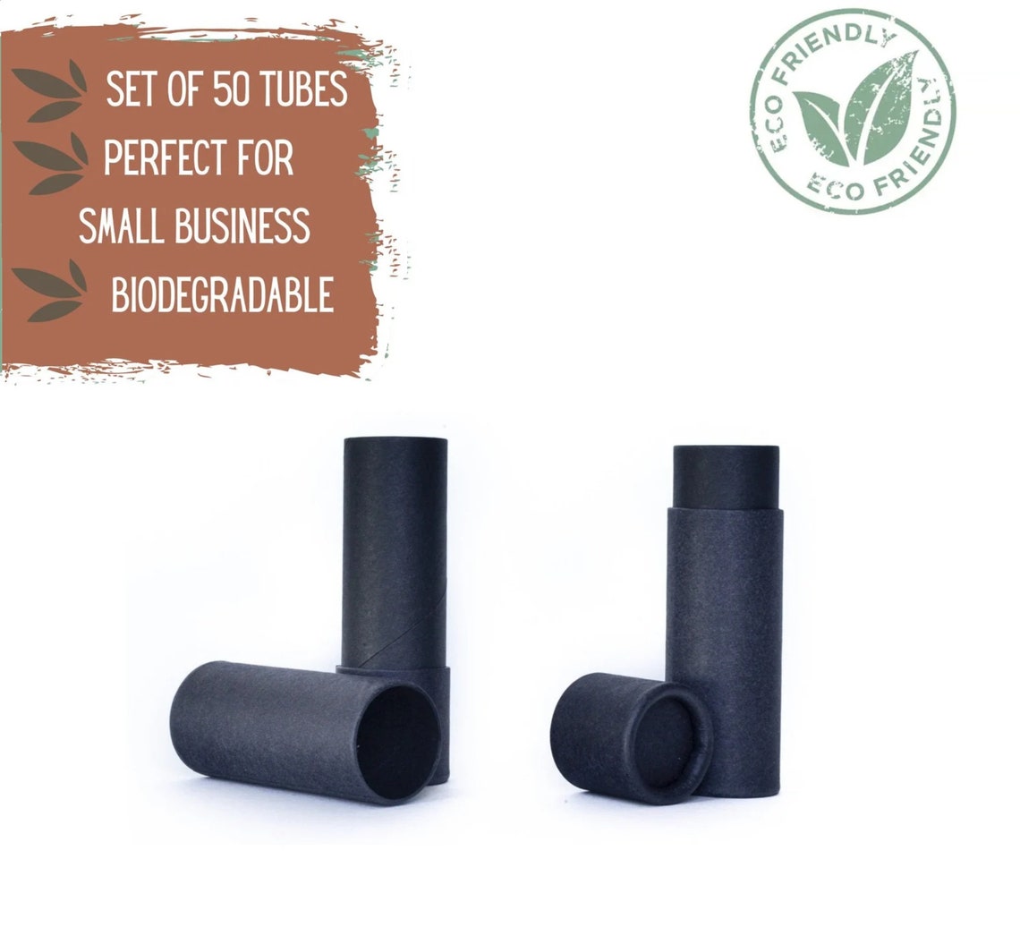 50 Eco Friendly Lip Balm Tubes .3oz 8.5g, Black Kraft Paper Push-up ...