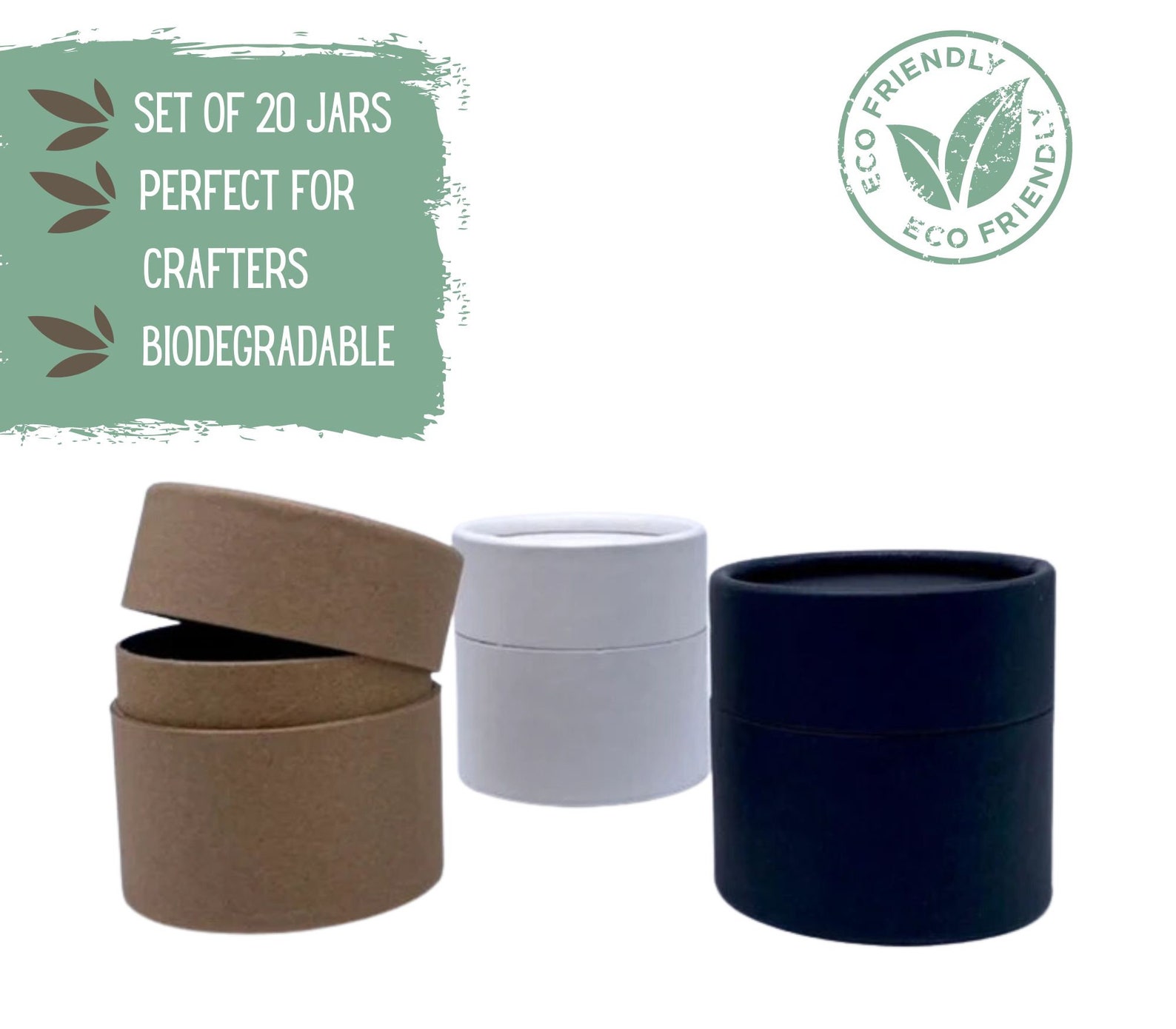 20 Biodegradable Jars 4oz 120g - Lotion or Body Butter Pot, Jars for ...