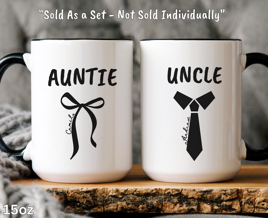 Matching Auntie Uncle Name Mugs Personalized Family Coffee Cups Set ...