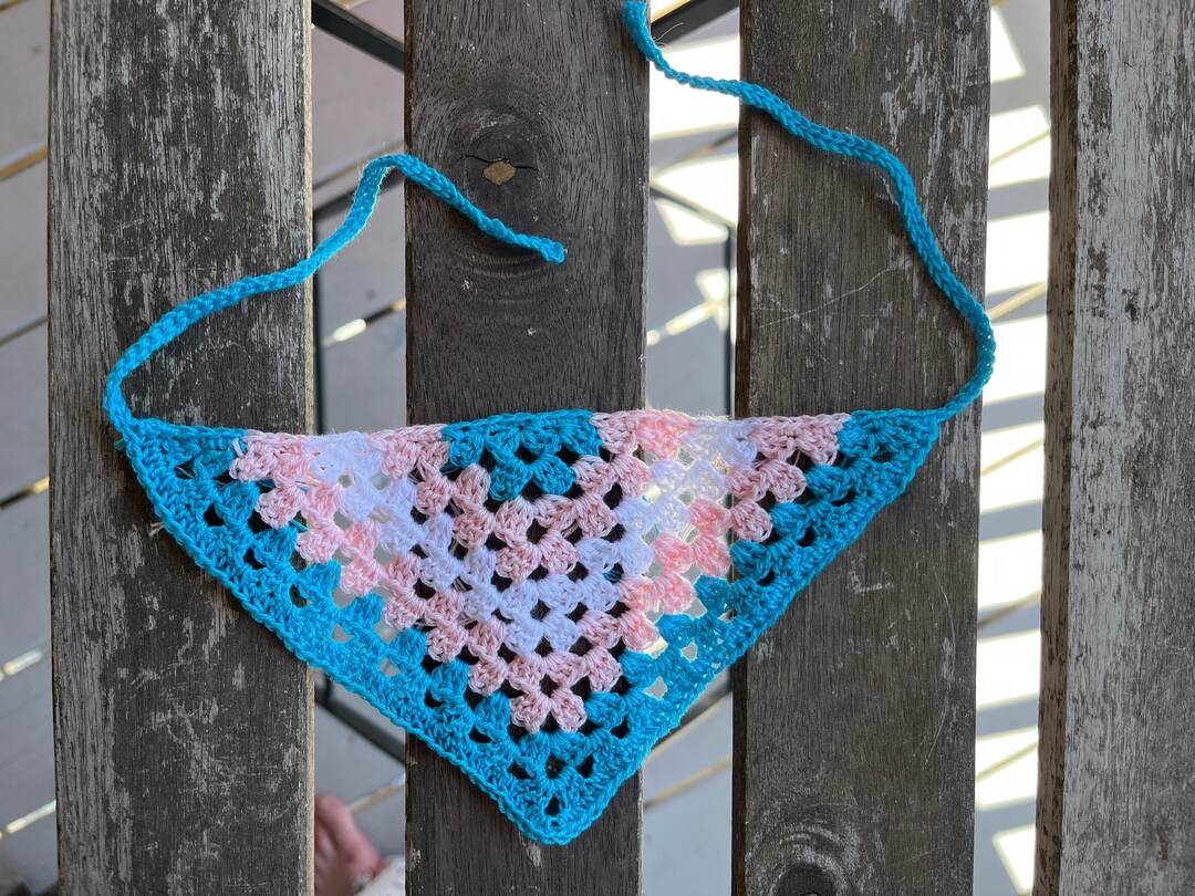 Trans Pride Flag Crochet Granny Stitch Bandana for 18 Dolls - Etsy