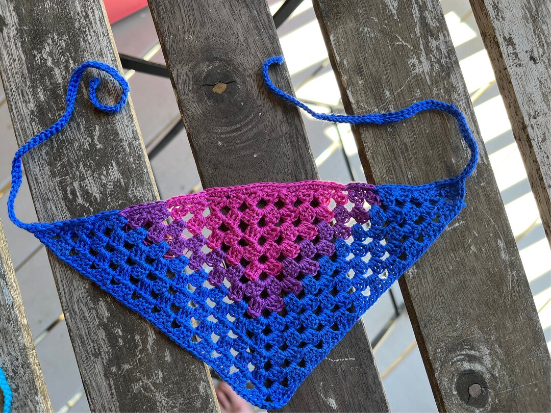 Bisexual Pride Flag Crochet Granny Stitch Bandana for 18 Dolls - Etsy