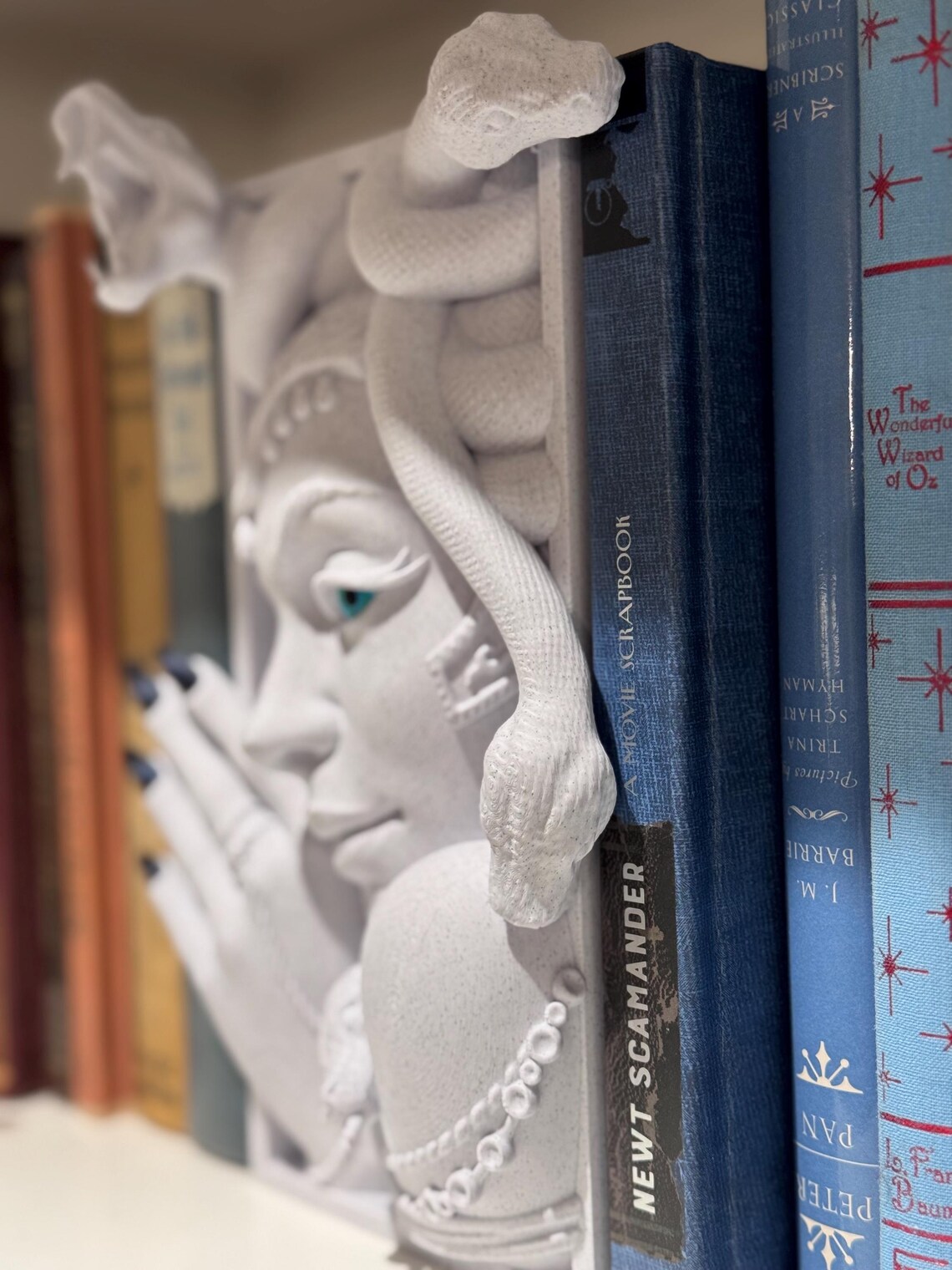 Mythical Medusa Head Book Nook: 3D Printed Gorgon Shelf Decor for Greek ...