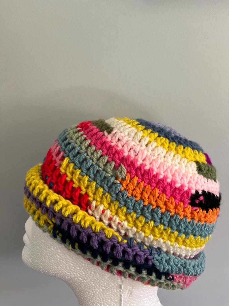 Crochet Scrap Yarn Beanie - Etsy