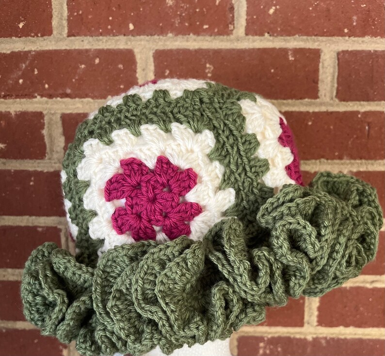 Crochet Granny Square Ruffle Hat - Etsy