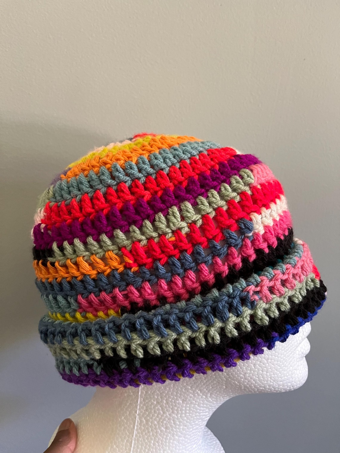 Crochet Scrap Yarn Beanie - Etsy