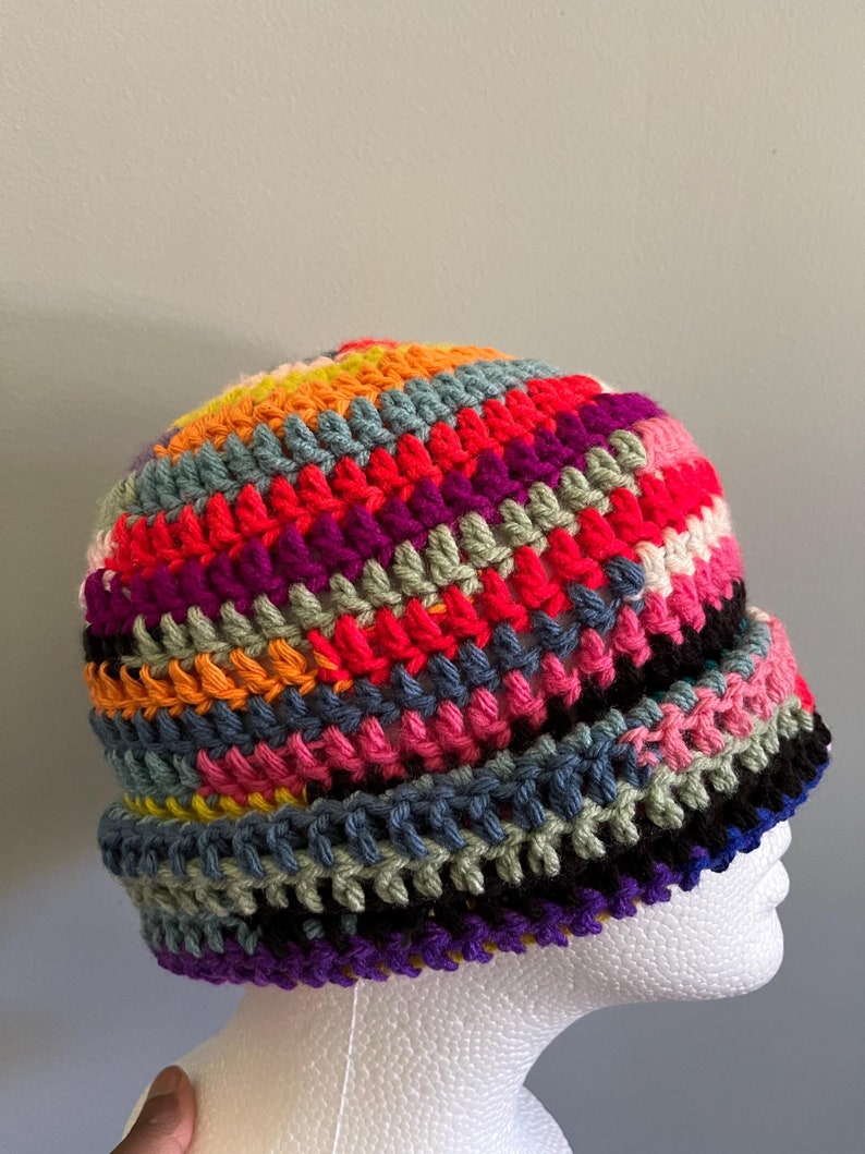 Crochet Scrap Yarn Beanie - Etsy