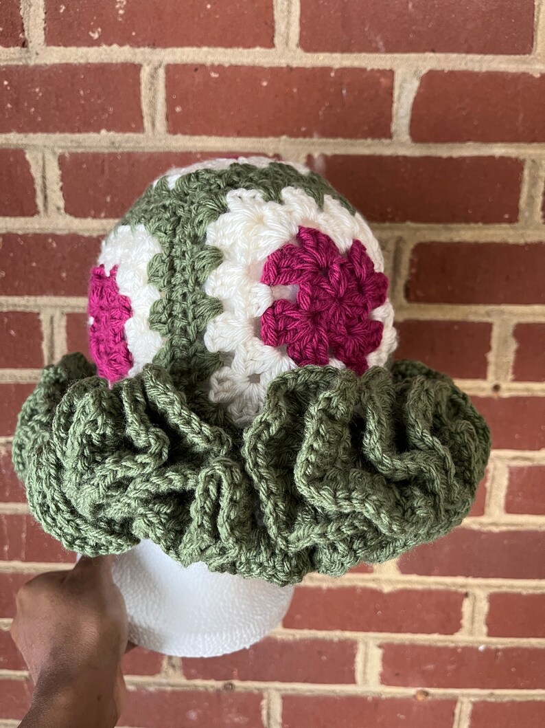 Crochet Granny Square Ruffle Hat - Etsy