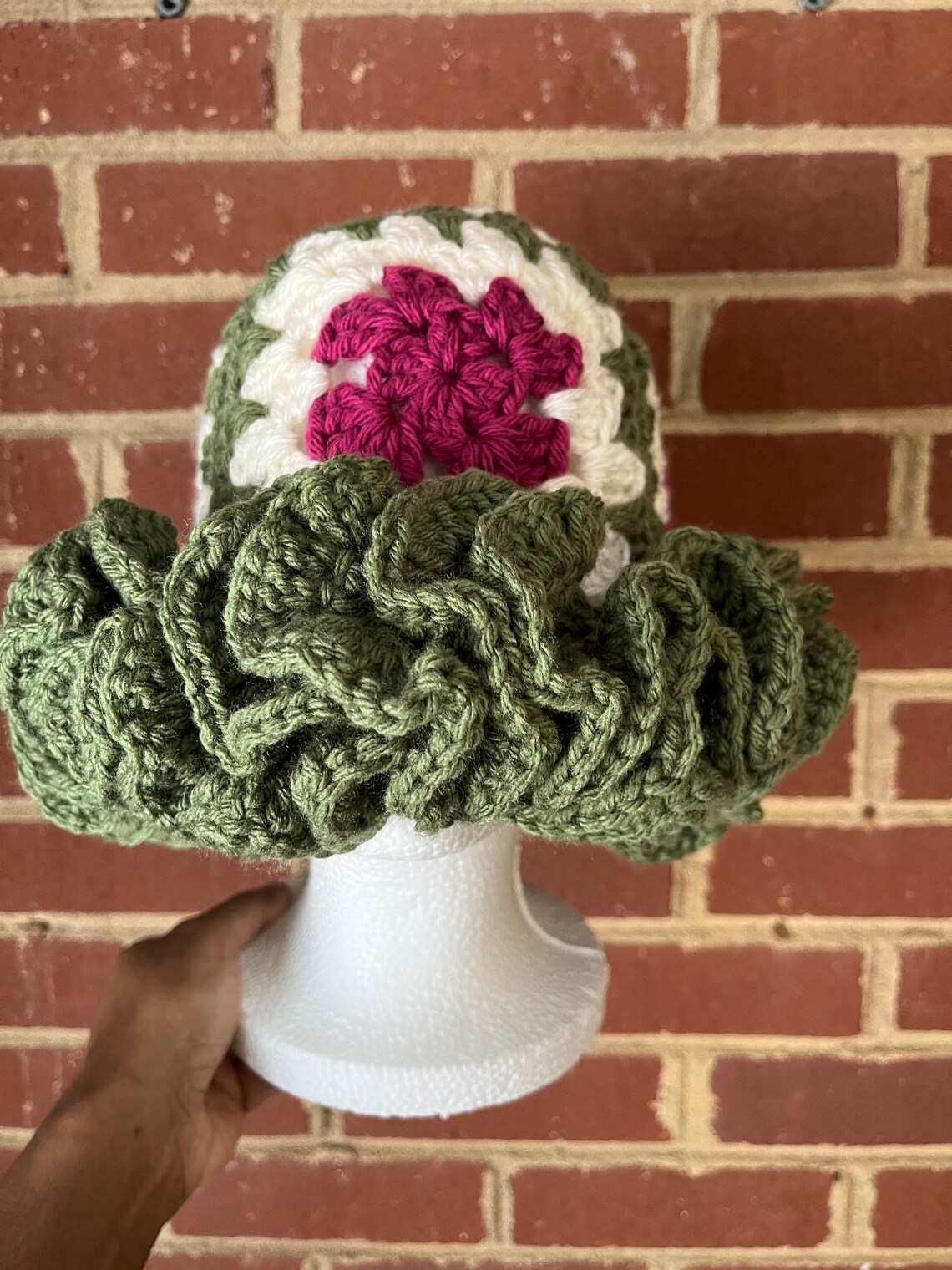 Crochet Granny Square Ruffle Hat - Etsy