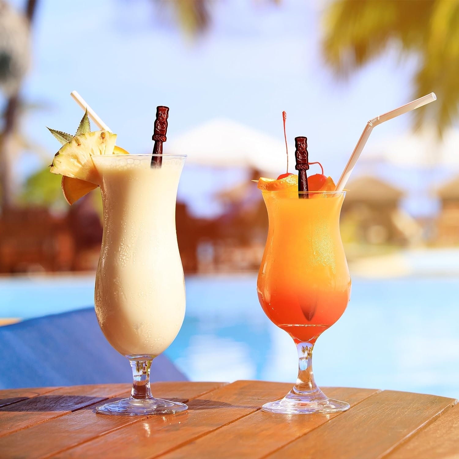 Tiki Pool Swizzle Sticks, Coffee and Cocktail Stirrers, Reusable ...
