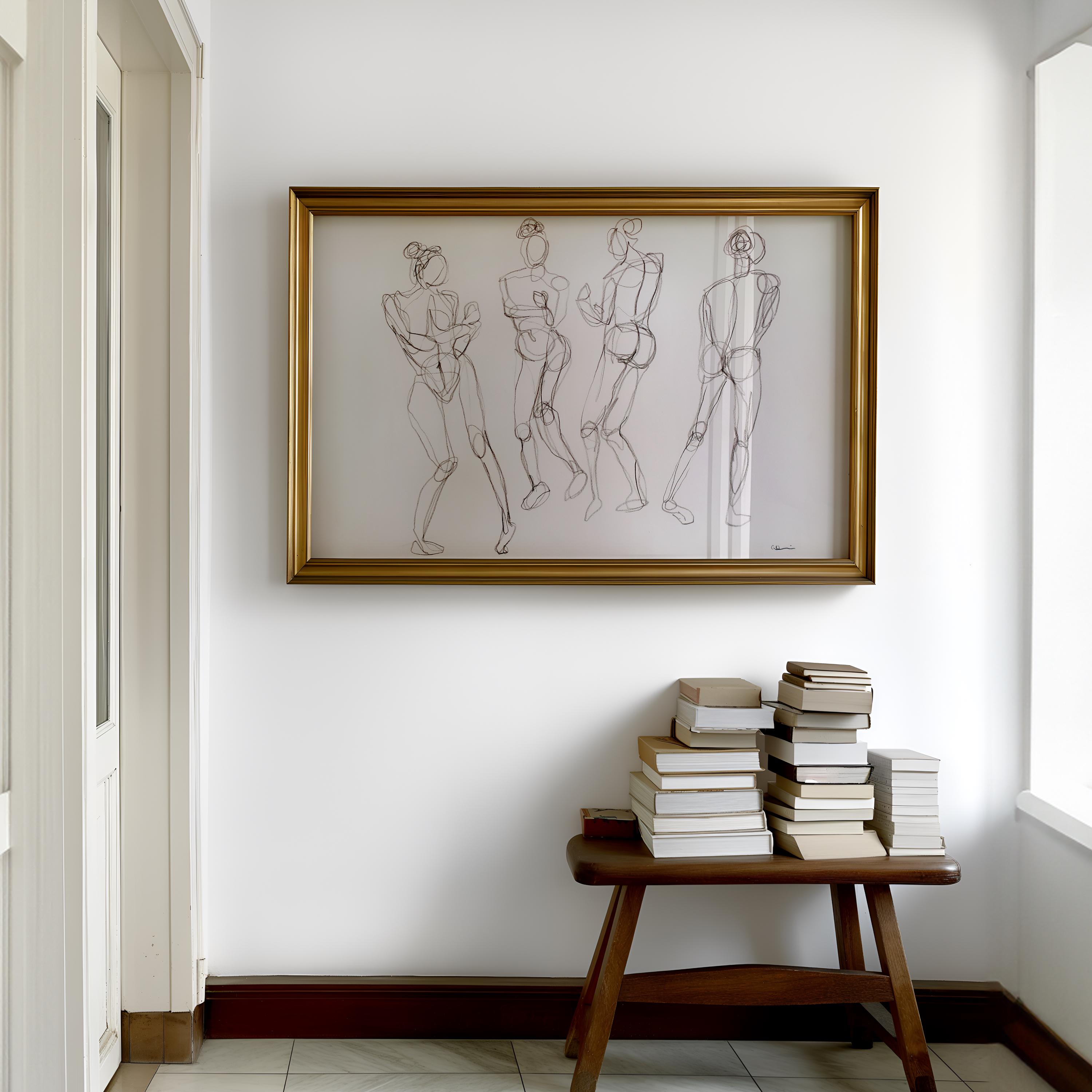 Figure Pencil Line Drawing by Carrie Dennis | Fine Art Print - Etsy